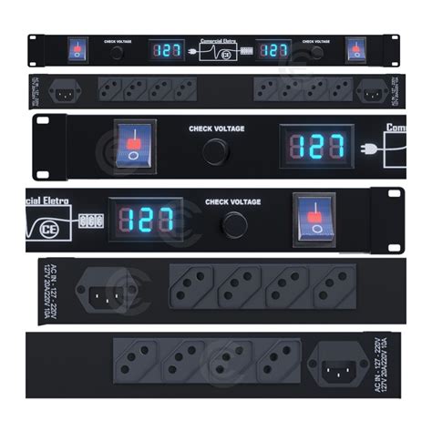 Regua De Ac Bipartida 2 X 4 Com Chave Individual Para Cada 4 Tomadas Regua Padrão Rack 100~240v