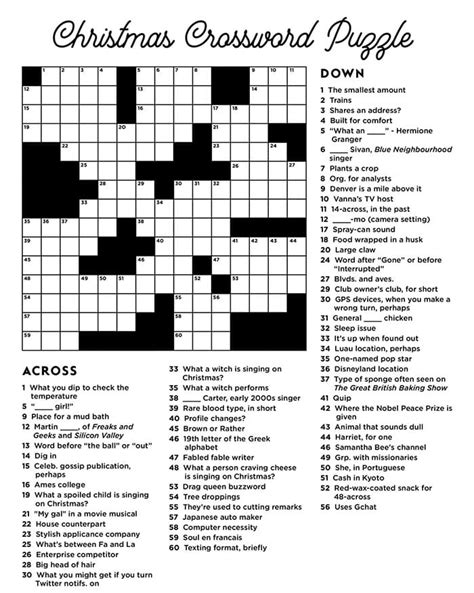 Printable Christmas Crossword Puzzles Printablelib