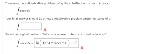 Solved Transform The Antiderivative Problem Using The