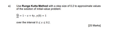 solved use runge kutta method with a step size of 0 2 to