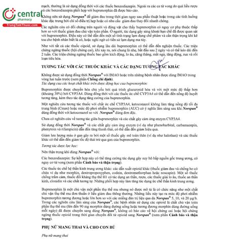 Thuốc Norspan 5 µg H điều Trị đau Không ác Tính Mức độ Trung Bình đến Nặng
