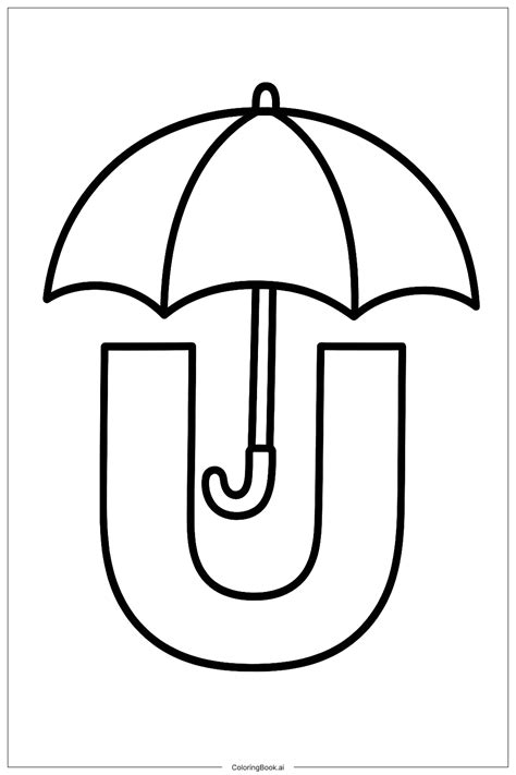 Alphabet Letter U Under An Umbrella Coloring Page Free Pdfandpng Printable