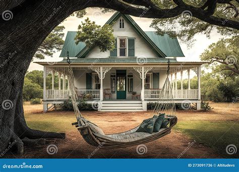 Farmhouse With Wrap Around Porch And Swing In Front Yard Stock Illustration Illustration Of