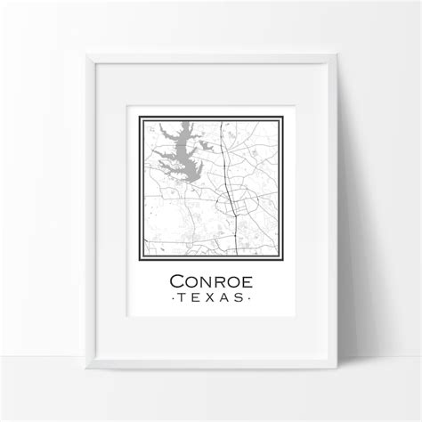 Conroe Texas Map Digital Download Etsy