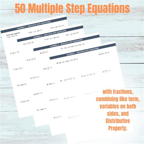 Multiple Step Equations Homeschool Math Middle School Math Math Practice Math Worksheet
