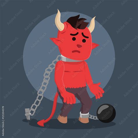 Devil Being Chained Colorful Stock Vector Adobe Stock