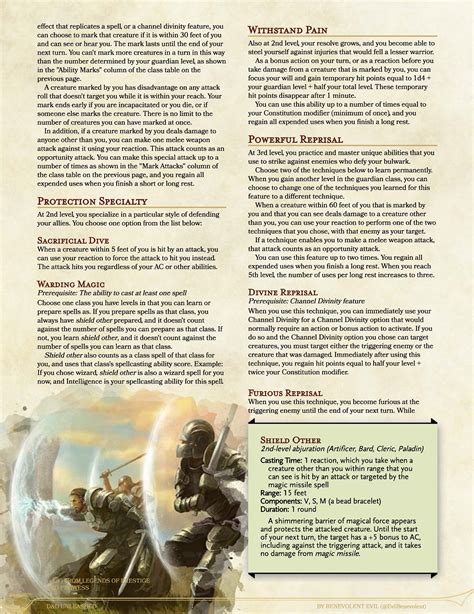 The Guardian Prestige Class — Dnd Unleashed A Homebrew Expansion For