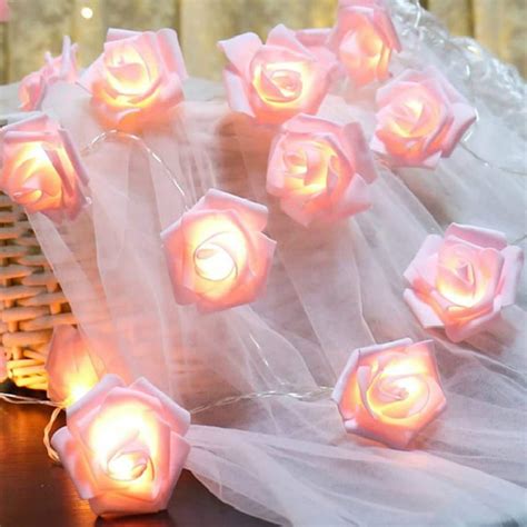 Wadada Pink Led Rose Flower String Lights 10 Ft Flower Fairy String