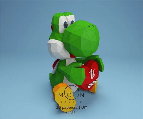 Yoshi I Love You Yoshi Te Amo Diy Papercraft Pdf Low Poly 3d
