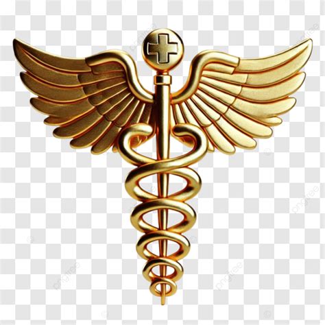 Símbolo Del Caduceo Dorado Con Dos Serpientes Entrelazadas Y Un Par De