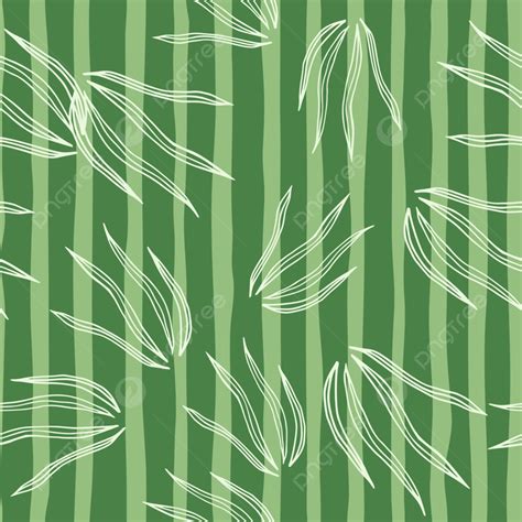 Random Doodle Grasss Seamless Pattern On Stripe Background Garden Background Herb Background