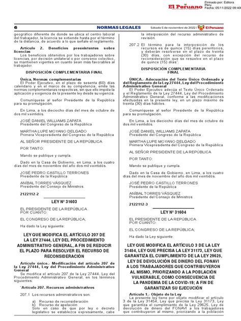 Ley Que Modifica El Plazo Del Recurso De Reconsideración Del