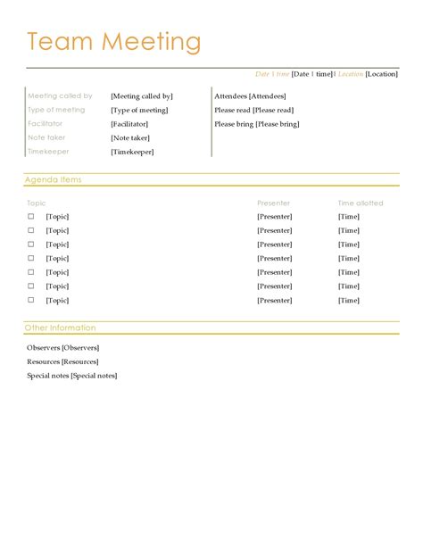 40 Printable Staff Meeting Agenda Templates Wordexcel