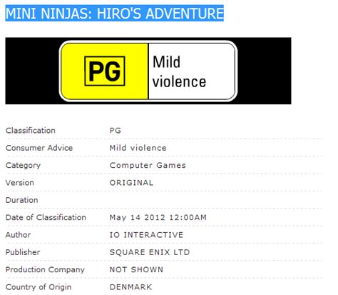 Mini Ninjas Hiros Adventure Rated By The Oflc