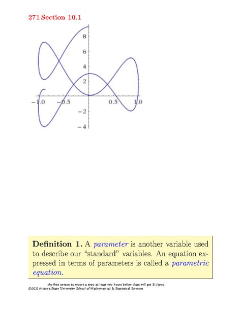 Parametric Curves 271 Section 10 Definition 1 A Parameter Is