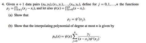 Solved Given N1 Data Pairs X0y0x1y1xnyn