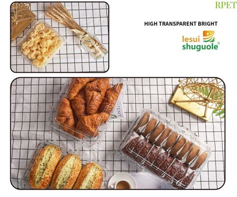 Disposable Clamshell Pastry Food Container Clear Rpet Plastic Punnet