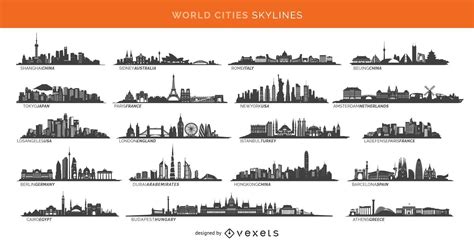 19 Famous Cities Skylines Including Paris London Sidney And More Vector