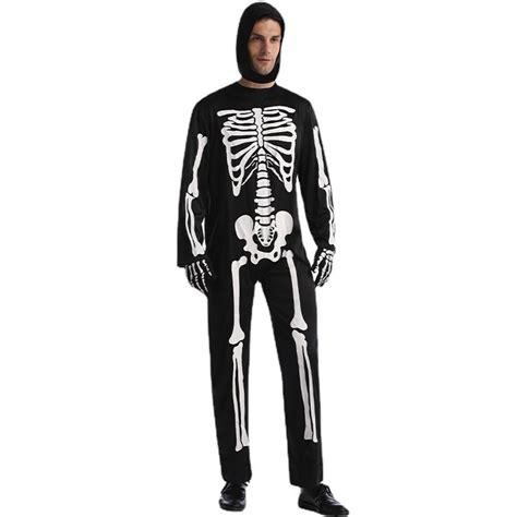 Adult Halloween Skeleboner Costume Men Bones Jumpsuit With Hat