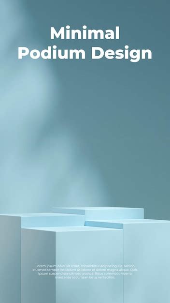 Premium Psd Shadow And Blue Wall 3d Image Render Mockup Scene Sky Blue Rectangle Podium In
