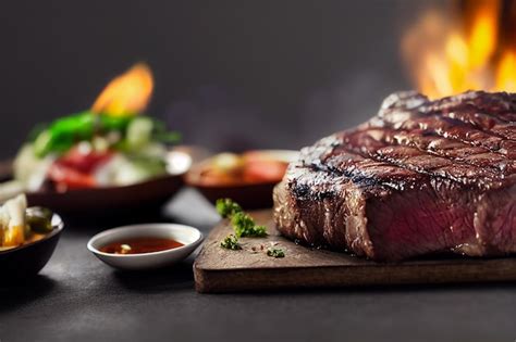 Premium Ai Image Grilled Beef Steak Background