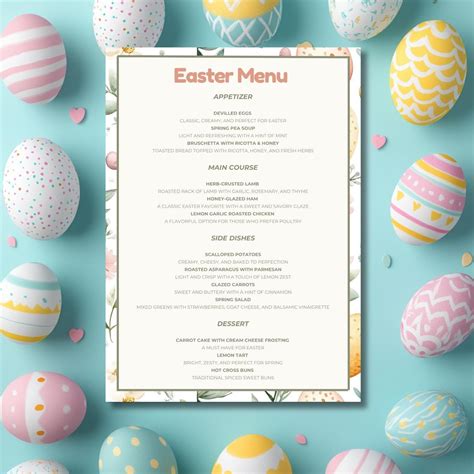 Editable Easter Lunch Menu Template Easter Brunch Easter Hosting Menu