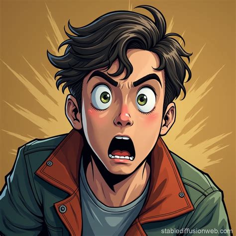 Shocked Young Man Leaning Forward Prompts Stable Diffusion Online