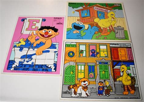 Playskool Vintage Sesame Street Wooden Puzzles 3 Puzzles Good