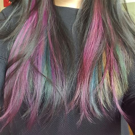 Rainbow Peekaboo Hair Peekaboo Hair Hair Styles Hair Inspiration