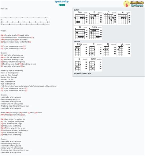Chord Speak Softly Tab Song Lyric Sheet Guitar Ukulele Chordsvip