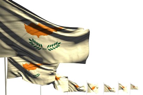 Cute Cyprus Isolated Flags Placed Diagonal Image With Soft Focus And