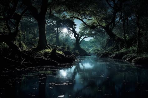 Premium Photo Moonlit Forest Clearing Nature Wallpaper