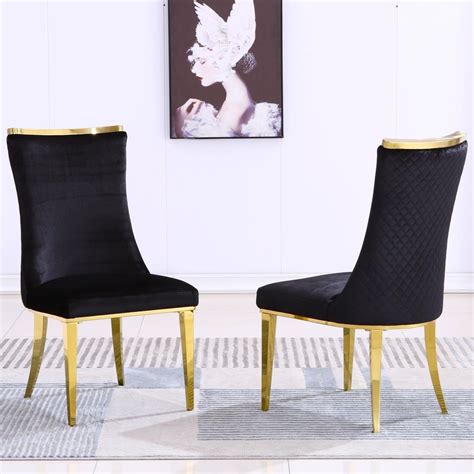Auz Dining Chairs Black Velvet Dining Room Chairs With