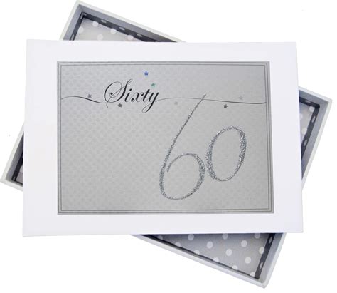 White Cotton Cards Lln60t Mini Sixty Holographic Sparkly 60th