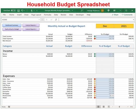 Excel Monthly Budget Template