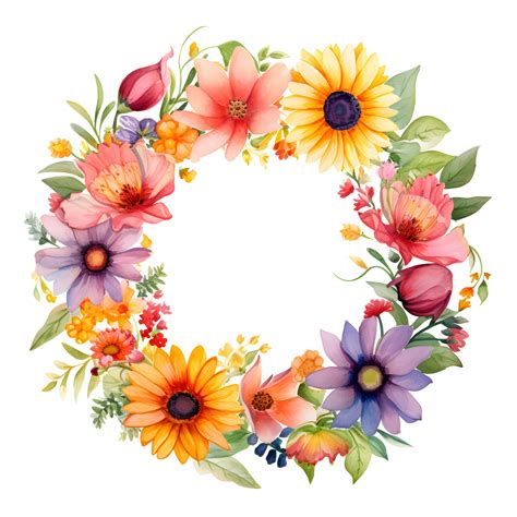 Flowers Wreath Clipart Bright Flowers Wreath Images 10 Watercolor