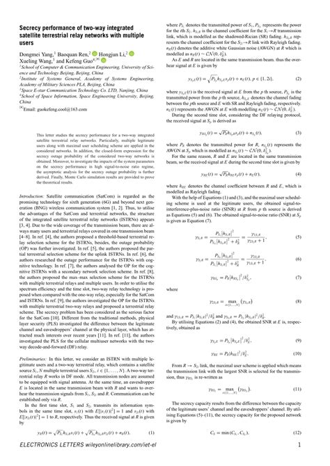 Pdf Secrecy Performance Of Two‐way Integrated Satellite Terrestrial Relay Networks With