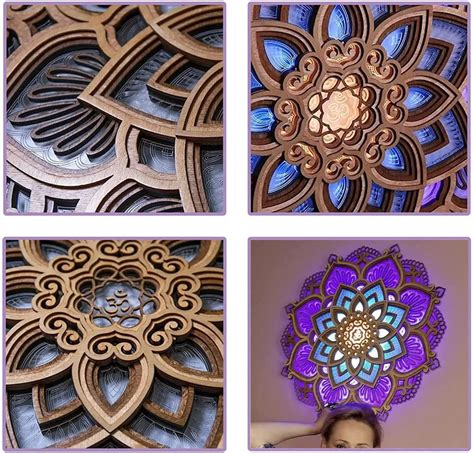 Mandala Yoga Room Night Light Led Multilayered Laser Cut Carved Light