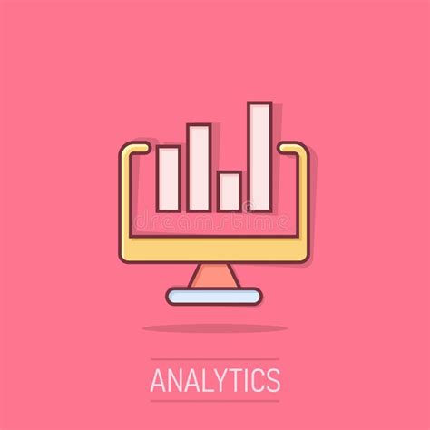 Website Analytics Icon In Comic Style Seo Data Cartoon Vector