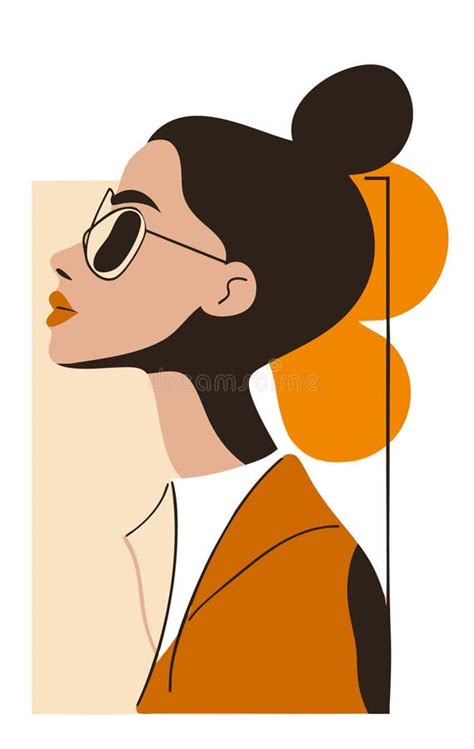Stylized Illustration Of A Woman Wearing Sunglasses With A Abstract Geometric Background Stock