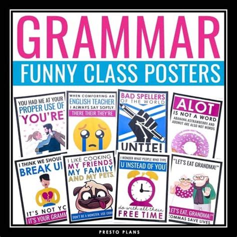 Grammar Posters Classroom Bulletin Board Decor 20 Funny Grammar