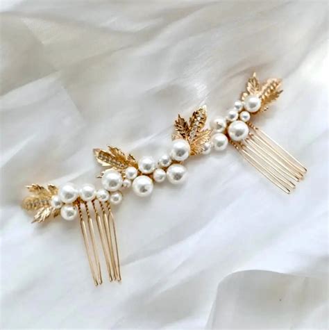 Evie Pearl Bridal Hair Combs Set Wedding Hair Accessories Adora By