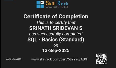 Sql Dataskills Skillrack Learninginprogress Srinath Sridevan