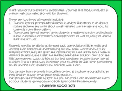 Division Math Journal Error Analysis And Problem Solving By Sunny In Socal