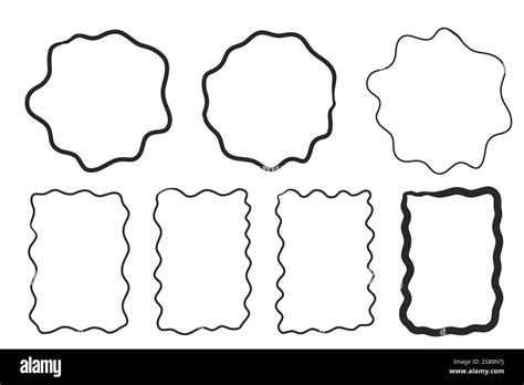 Zig Zag Frame Border Squiggle Wavy Set Underline Brush Stroke Curved