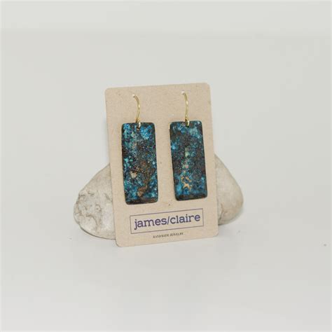 Verdigris Brass Patina Dangle Earrings Ts For Her Colorful Jewelry