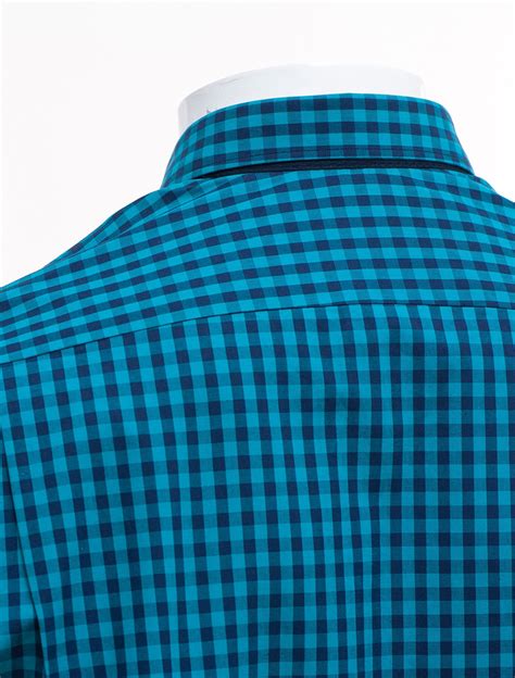 Turqoise And Navy Gingham Shirt Ismail Farid Pakistan