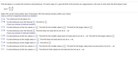 Solved Find All Values X A Where The Function Is Chegg