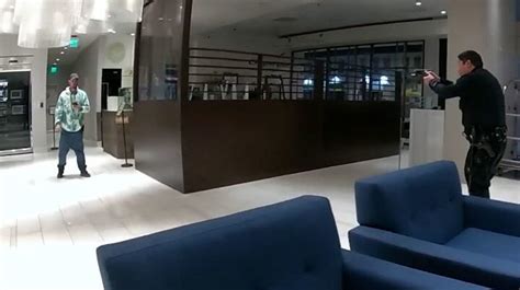Knife Wielding Suspect Brandishing Weapon In La Hotel Lobby Shot By