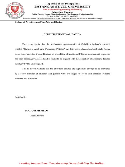01 Certificate Of Validation Pdf